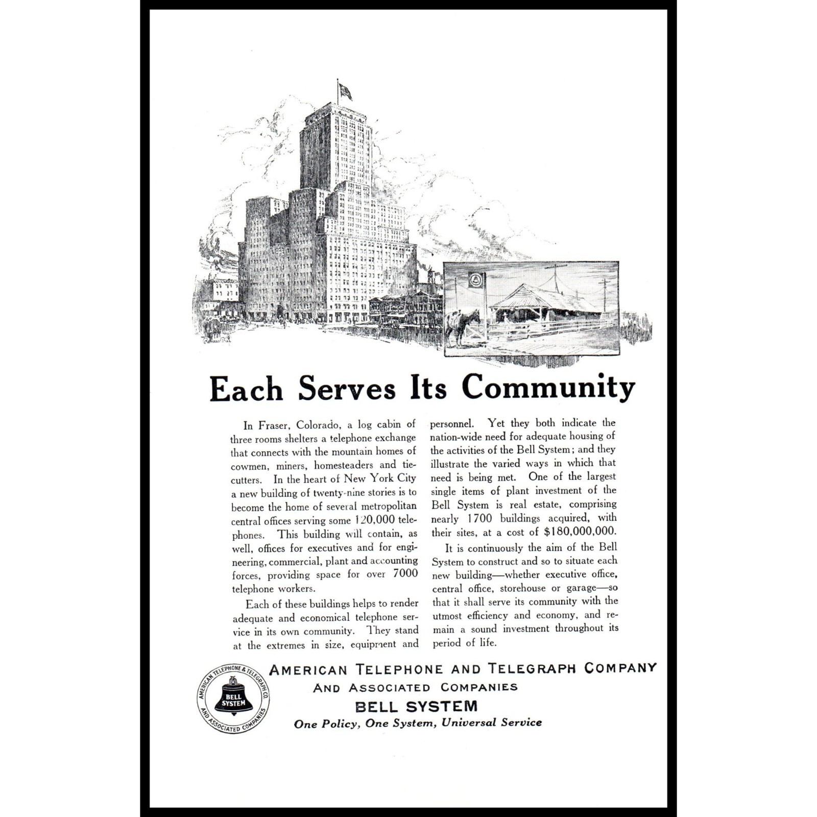 1924 American Telephone Telegraph AT&T Bell System Vintage Print Ad ...