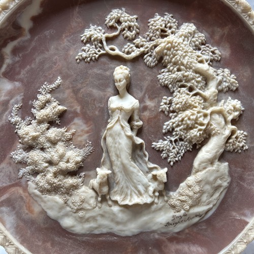 “She walks in Beauty” Incolay Stone Wall Hanging 10" Plate Plaque ...