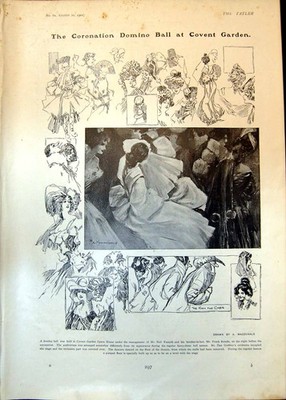 Antique Old Print Coronation Domino Ball Queen Medals Yeomanry ...