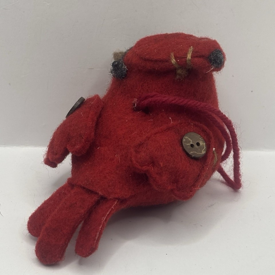 Vintage Handmade Stuffed Felt Red bird Cardinal Christmas Ornament | eBay