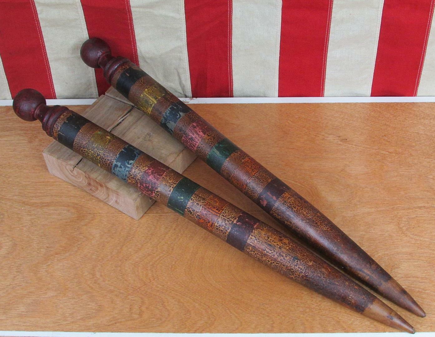 Vintage Antique Wood Croquet Stakes Color Striped 22" Game Posts 1890s ...