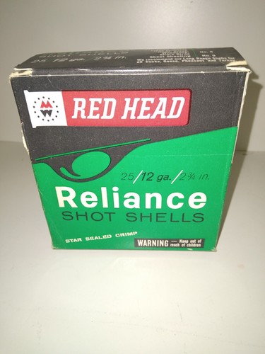 Vintage Reliance Red Head 12 Ga. Empty Shotgun Shell Box Montgomery ...