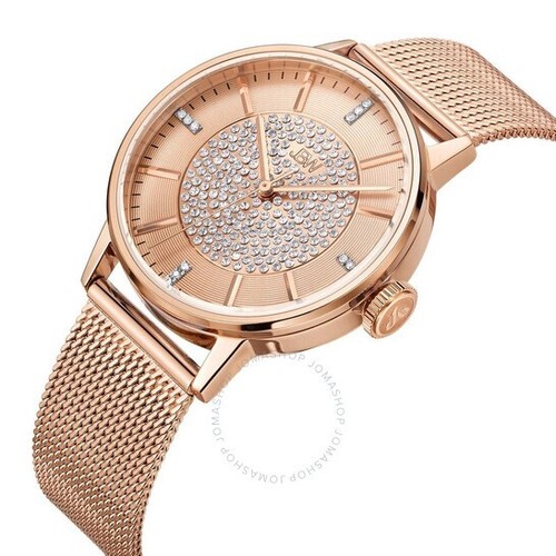 JBW Belle J6339B ROSE GOLD Women's Pave Diamond Watch with Mesh Band ...