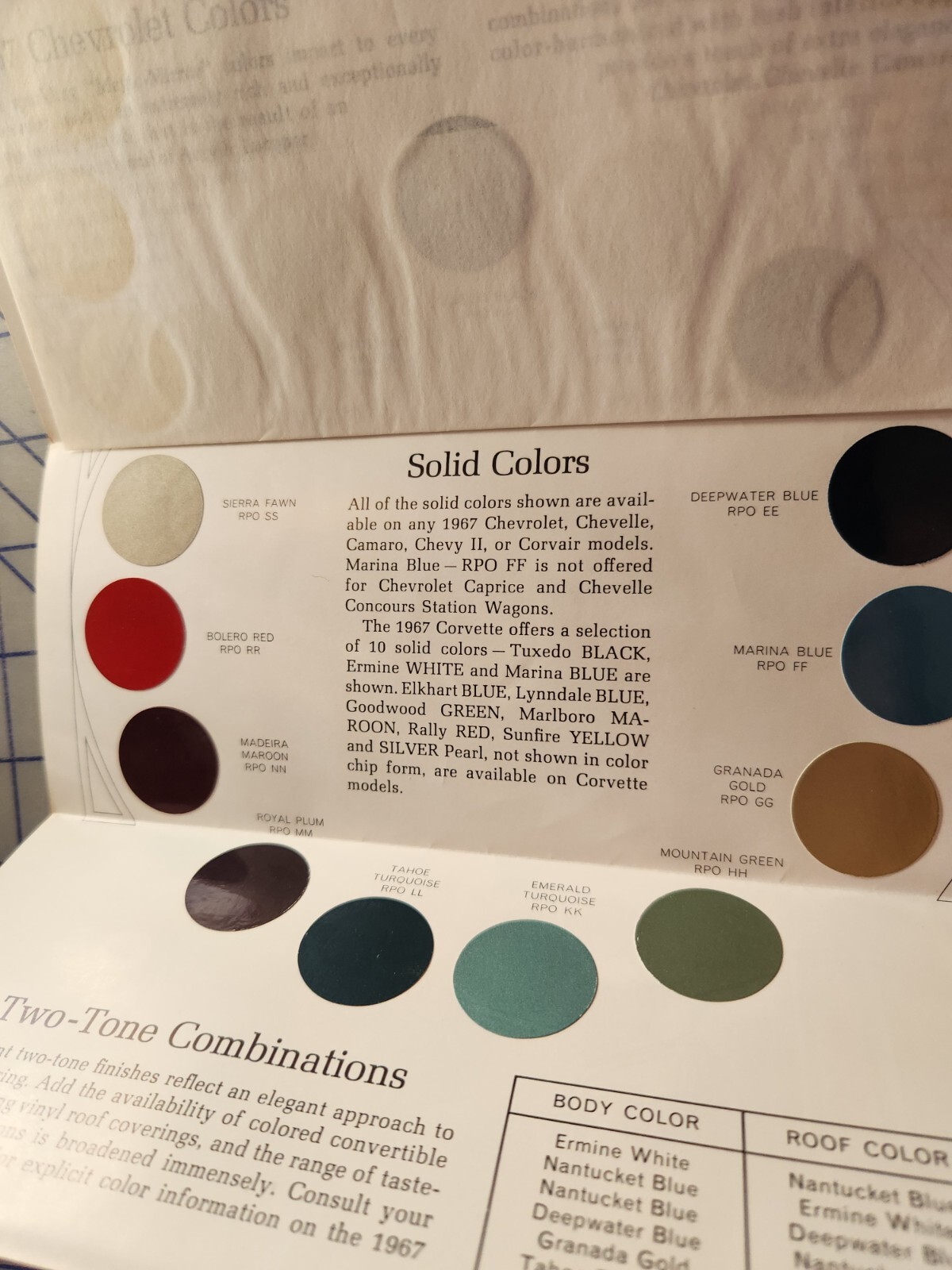 1967 Chevrolet Colors Chip Folder Brochure | eBay