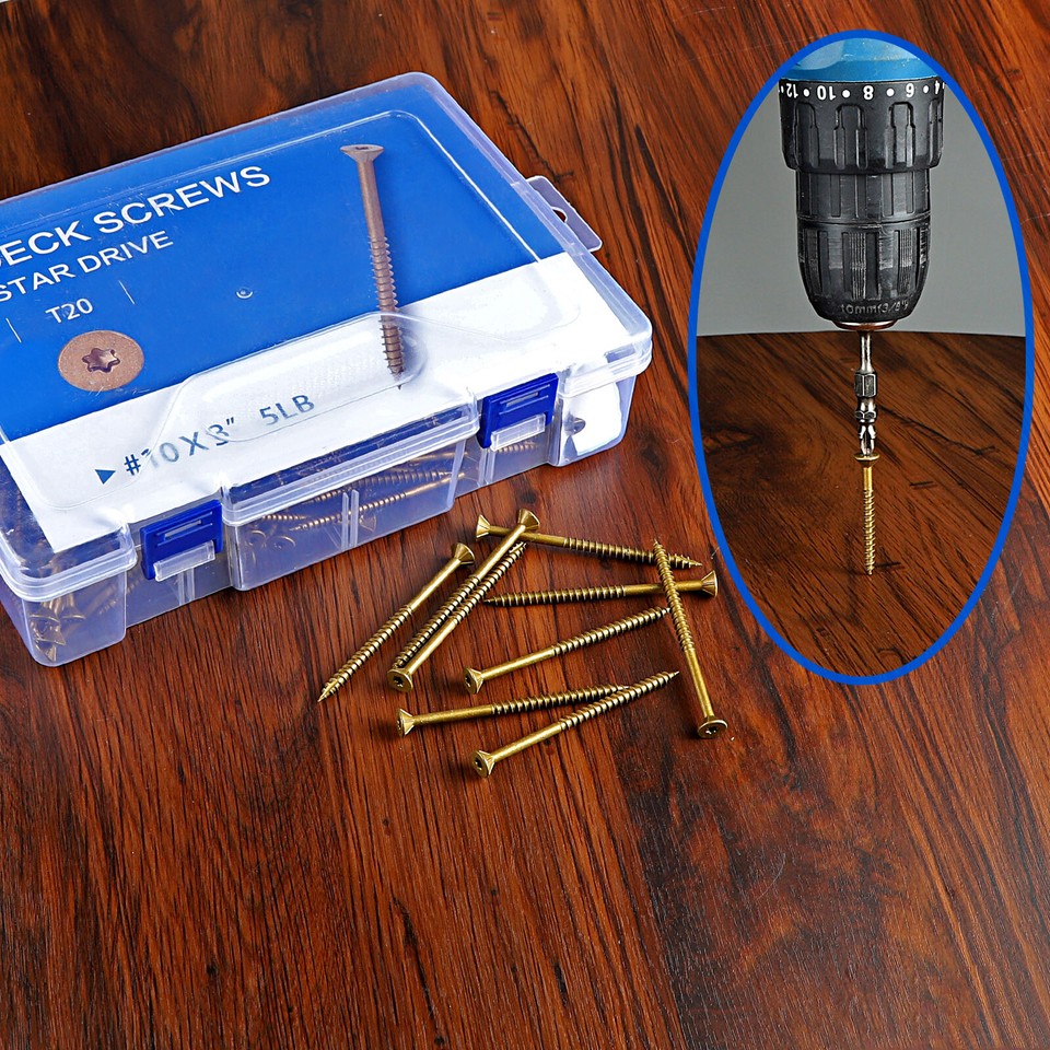 1/5lb Deck Screws Star Drive T15 Torx Flat Head Serrated Thread Case ...