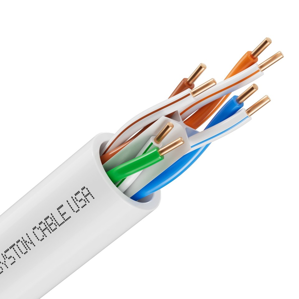 Syston Cat 6e Ethernet Cable 1000ft 23 AWG Bare Copper Wire 600 MHz CMR ...