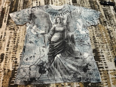 Y2K Affliction Bamboo Series Crying Angel T-shirt Size 2XL | eBay