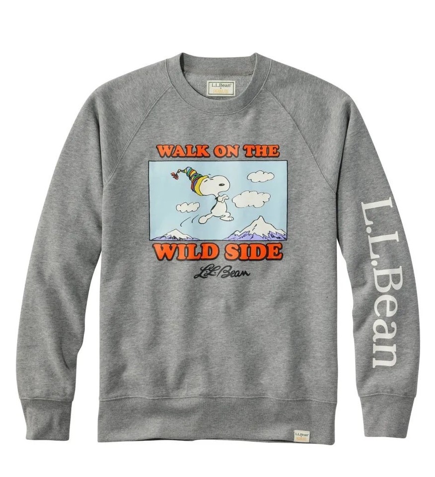L.L. BEAN X PEANUTS Snoopy Walk On The Wild Side Logo Crew Sweatshirt ...