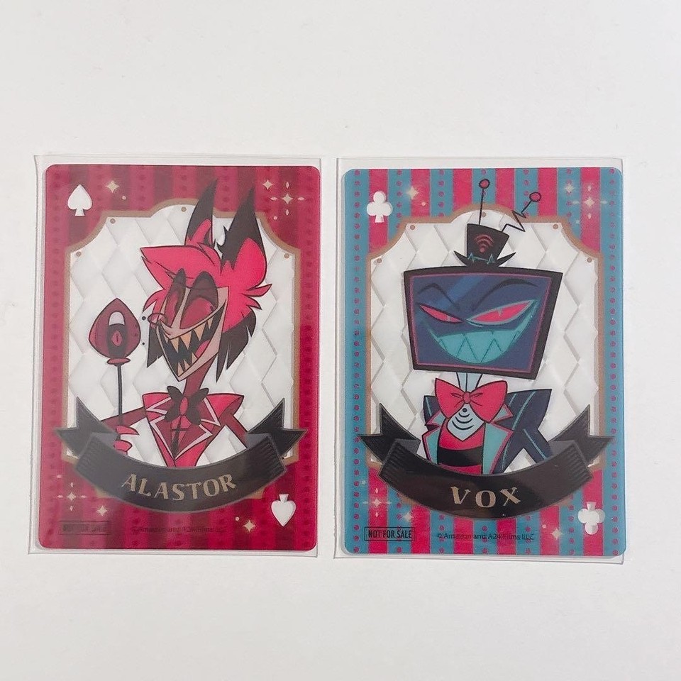 Hazbin Hotel Alastor Vox Sitting Plush Mascot Playing Card-Style Clear ...