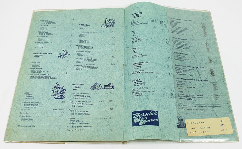 Vintage Menu GUSTAV LINDMAYER Restaurant Wien Austria 13.75" x 9.25 ...