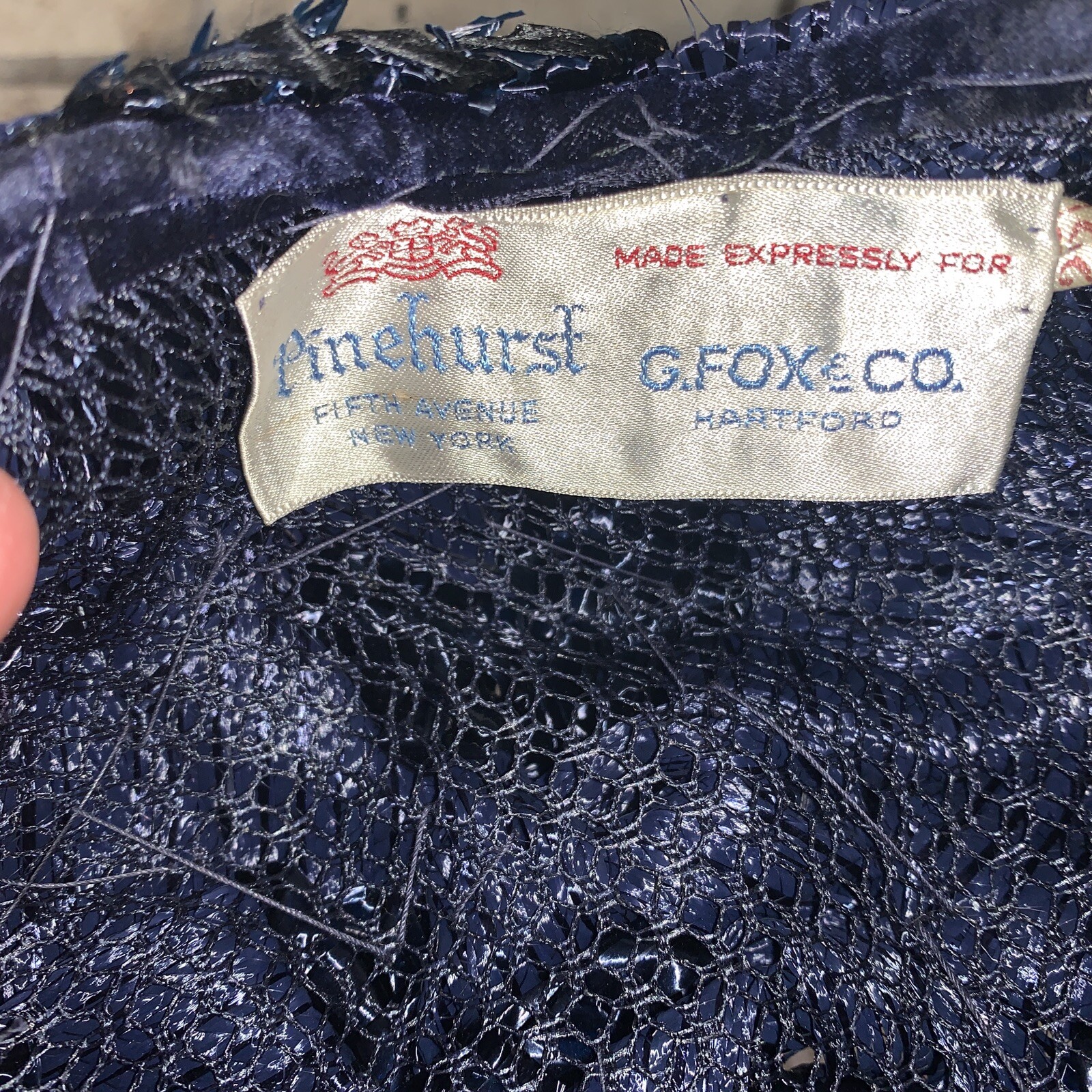Vintage G. Fox & Co. Navy Blue Raffia Pillbox Cocktai… - Gem