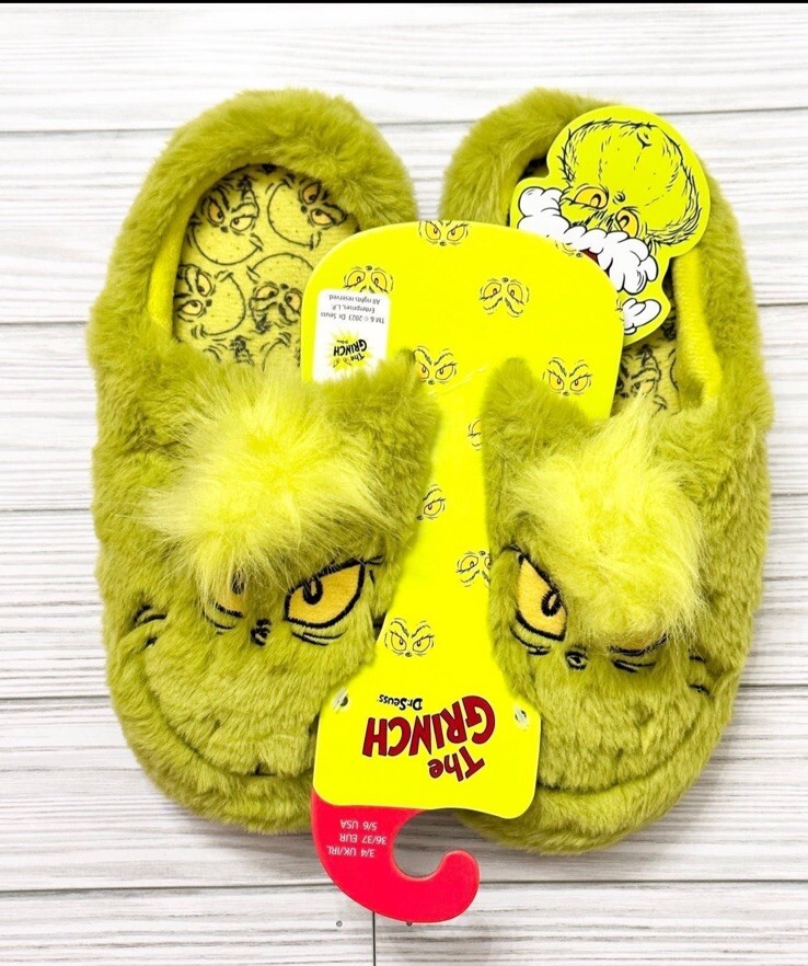 The Grinch Fuzzy Slippers Womens Size 5/6 *Primark*-NEW | eBay