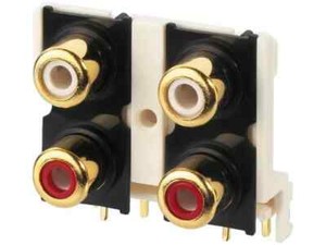4 WAY RCA PHONO PCB CHASSIS MOUNT SOCKET,AUDIO VIDEO RED & WHITE GOLD ...