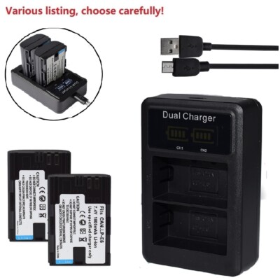 Battery or USB Charger for Canon LP-E6 & Canon EOS R5, EOS R6 80D 90D ...