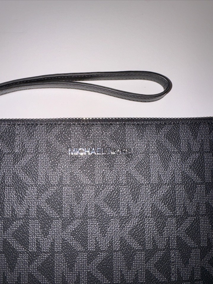 New MICHAEL KORS LARGE ZIP POUCH WRISTLET WALLET CLUTCH BAG PURSE Jet Set MKLogo | eBay