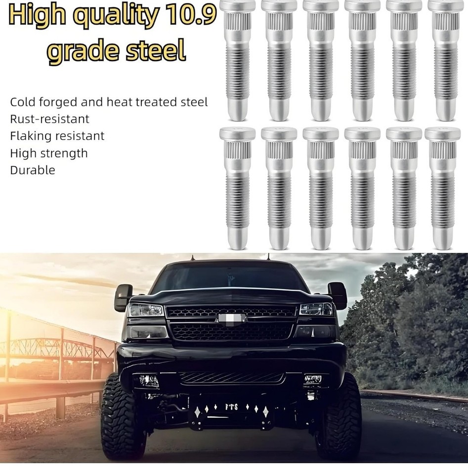 8 Pcs M14 x 1.50 Long Serrated Wheel Studs Compatible with Chevrolet ...