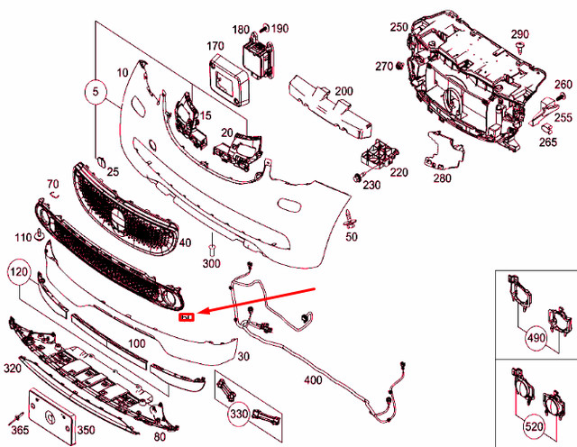 Smart FORTWO W453 Front Bumper Lower Centre Grill A4538880423 for sale ...