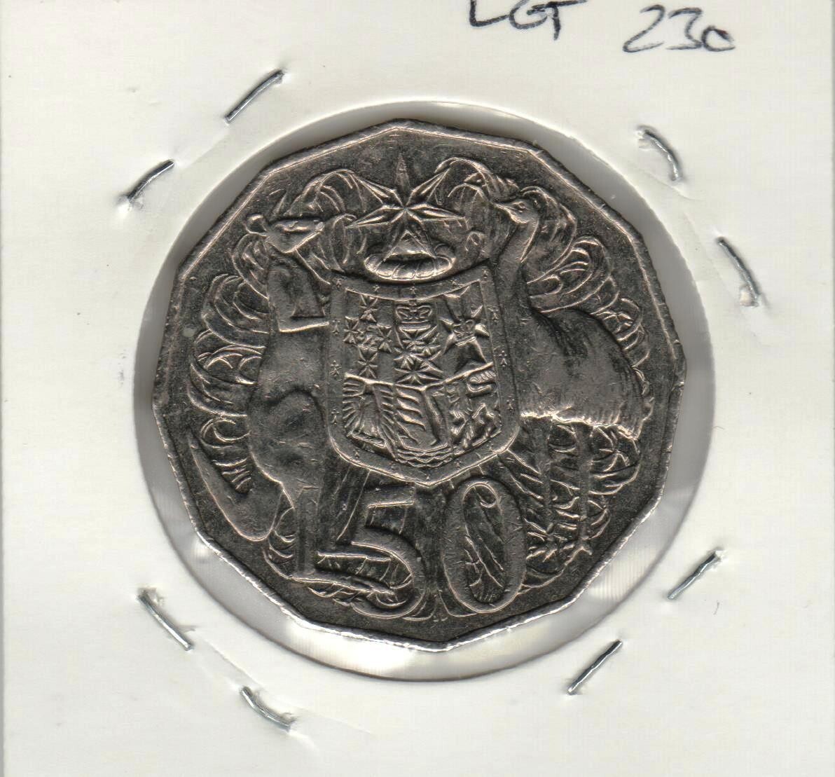 Australian 2013, 50 cent coin, Cud on chin error, Circulated condition ...