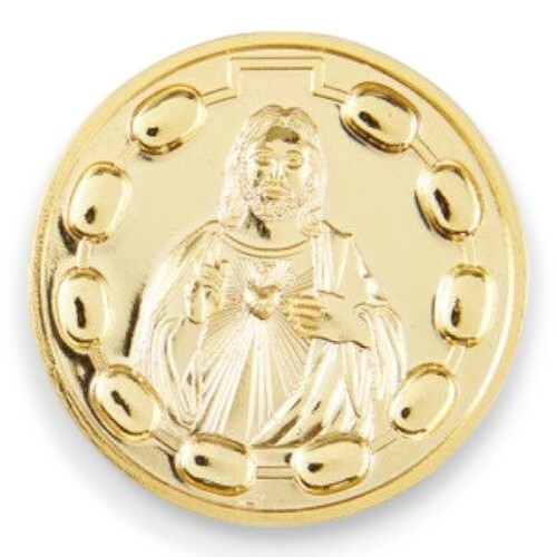 Sacred Heart Prayer Pocket Coin, Rosary Token, Religious Token, Faith ...