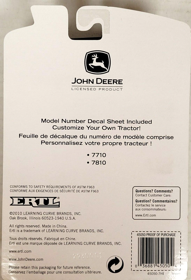 ERTL John Deere 7610 Tractor - Die Cast Metal, NEW (45050) | eBay