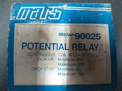 Mars Potential Relay Pickup 305-335V, Dropout 50-105V, Continuous Coil ...