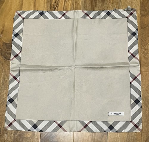 BURBERRY BEIGE CLASSIC CHECK PATTERN SILK SCARF BC271 | eBay UK