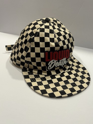 Liquid Death Checkered Hat - One Size Adjustable Strap - Murder Your ...