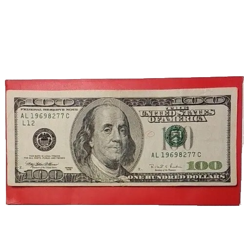 1996 $100 US Dollar Birthday July 27,1969 Misaligned Error (AL 19698277 ...