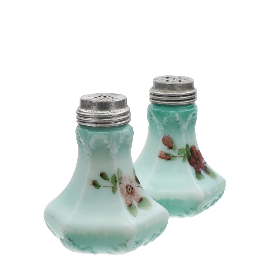Victorian EAPG Fostoria 1247 Hexagon Decorated Milk Glass Shaker Set 3 ...
