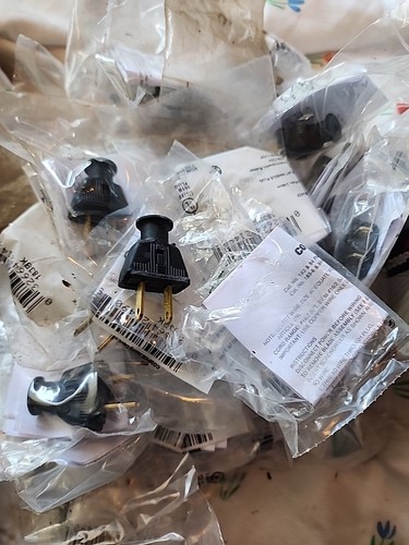 34 pieces of 2 Pole,2 wire Electrical Plug - Black rubber shell, flat ...