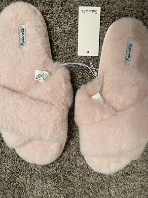 Brand New Womens SPLENDID Pink Slippers Size Peep Toe M/L New with Tags ...