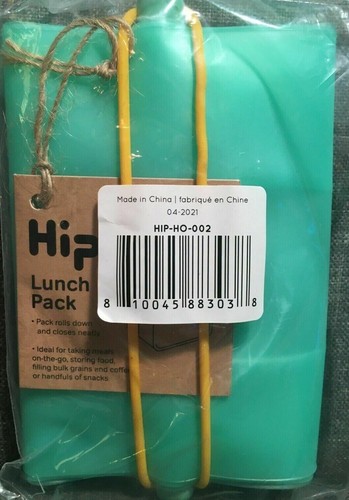 HIP Lunch Pack Silicone Bag Aqua Green/Blue BPA Free 8" x 5" x 4" New ...
