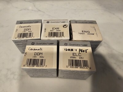 Lot of 5 GE Quartzline Projector Lamp ELC DDM EXR ENG 250W 80W 300W Old ...