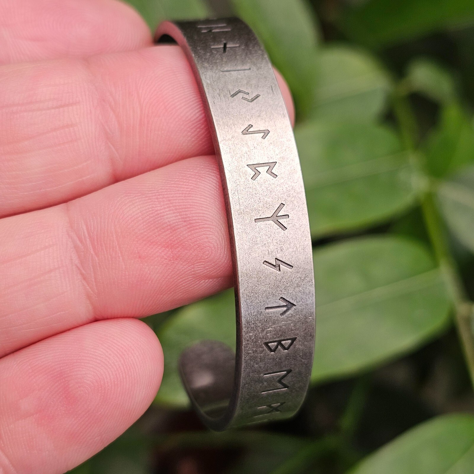 Rune Bracelet Cuff Oath Ring Aged Metal Bracelet Elder Futhark Runes ...