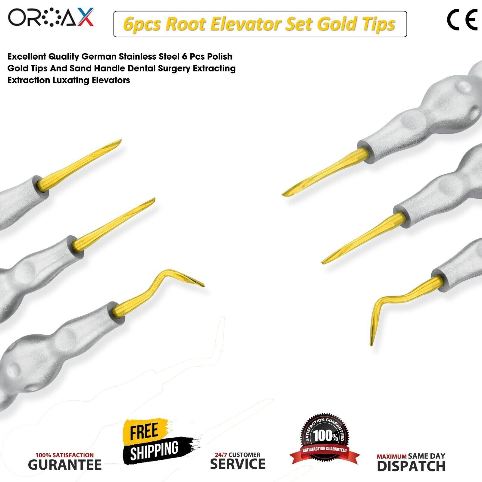 Dental Luxating Root Elevators Gold Tip Coupland Tooth Extracting ...