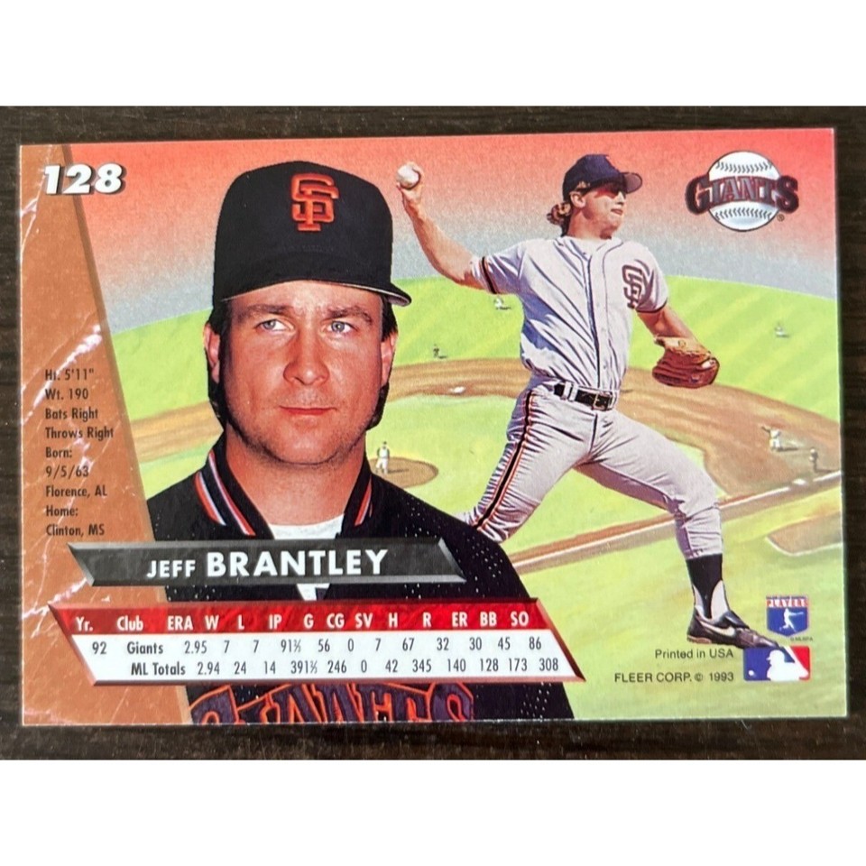 1993 Fleer Ultra #128 Jeff Brantley San Francisco Giants MLB Baseball ...