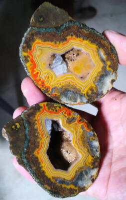 1Pair Rare China Natural Warring States Red Agate Geode Quartz Crystal ...