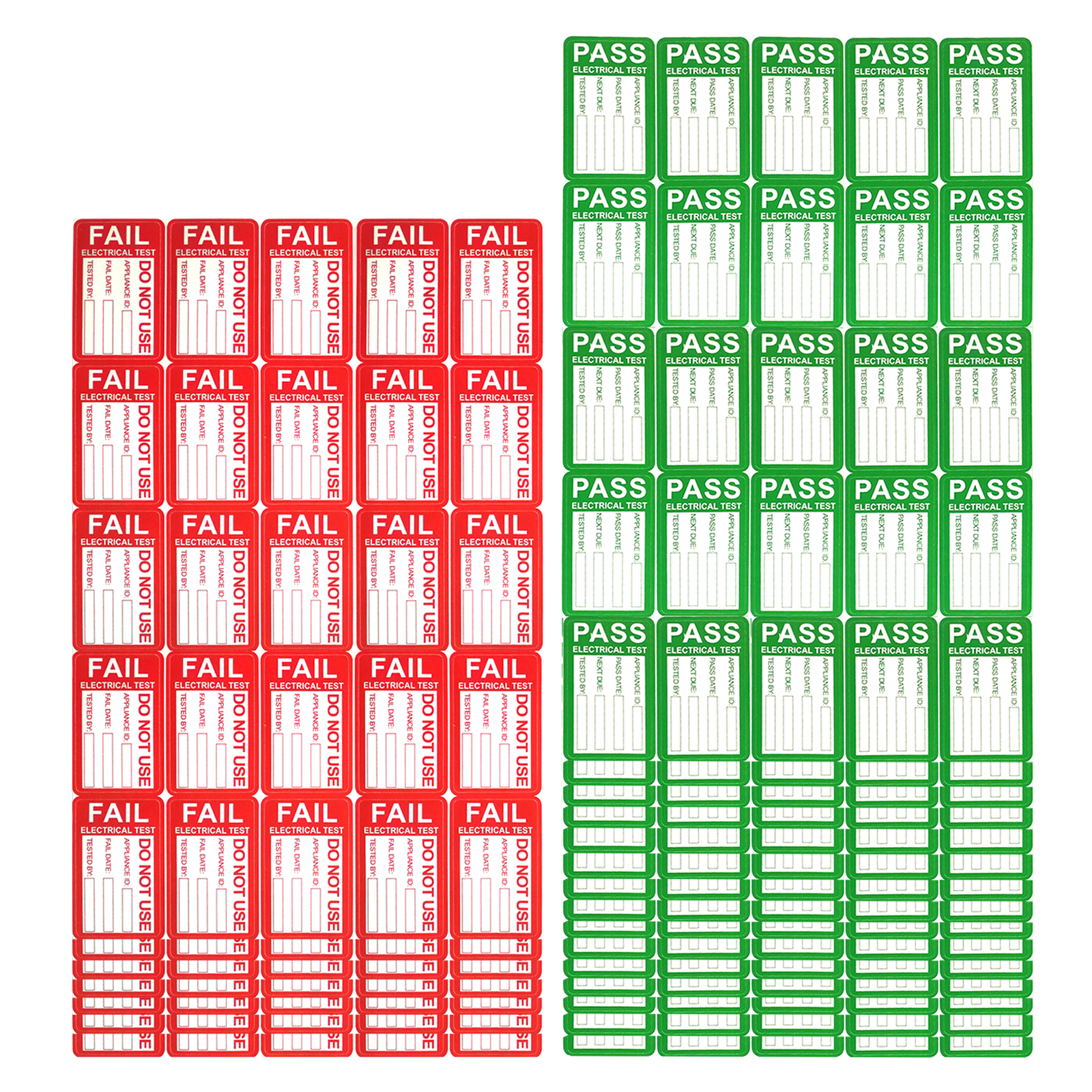20sheets Industrial ID Fail Appliance PAT Testing Labels For Equipment ...