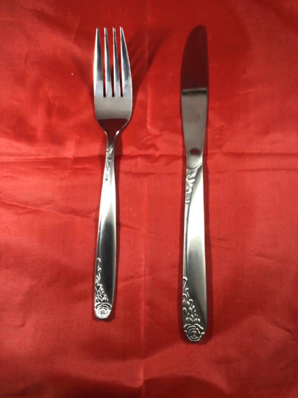 Interpur INR15 Roses 1- Dinner Fork & 1- Dinner Stainless Flatware | eBay