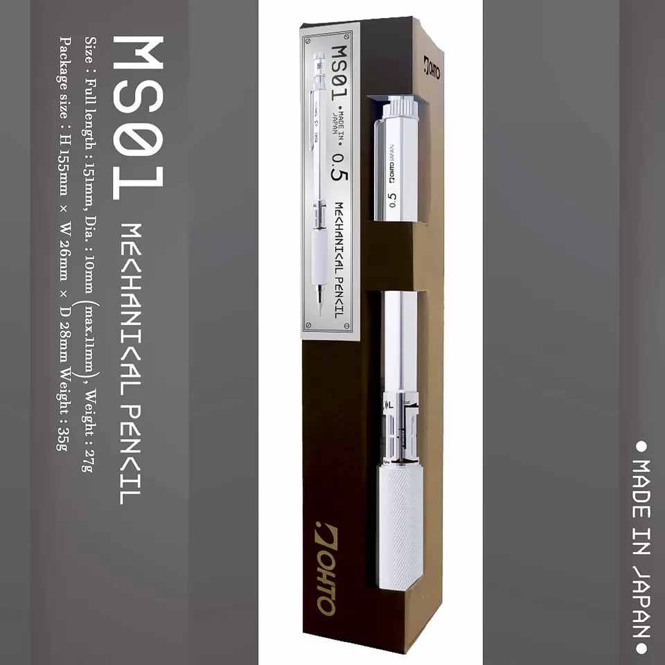 OHTO Aluminum Knurled Grip Mechanical Pencil MS01 0.5mm Made in Japan ...