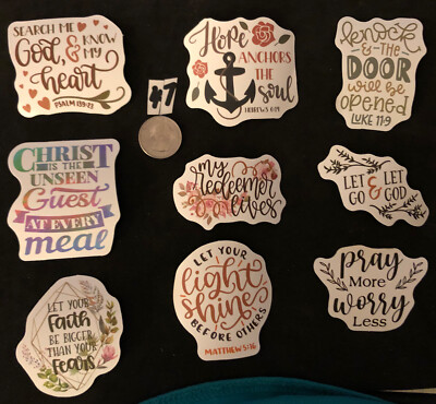 Scrapbook Stickers - Water Bottle Lot of 9 Scripture Religious Stickers ...