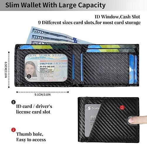 Mens Wallet Slim, Slim Wallet for Men, RFID Blocking Genuine Leather ...