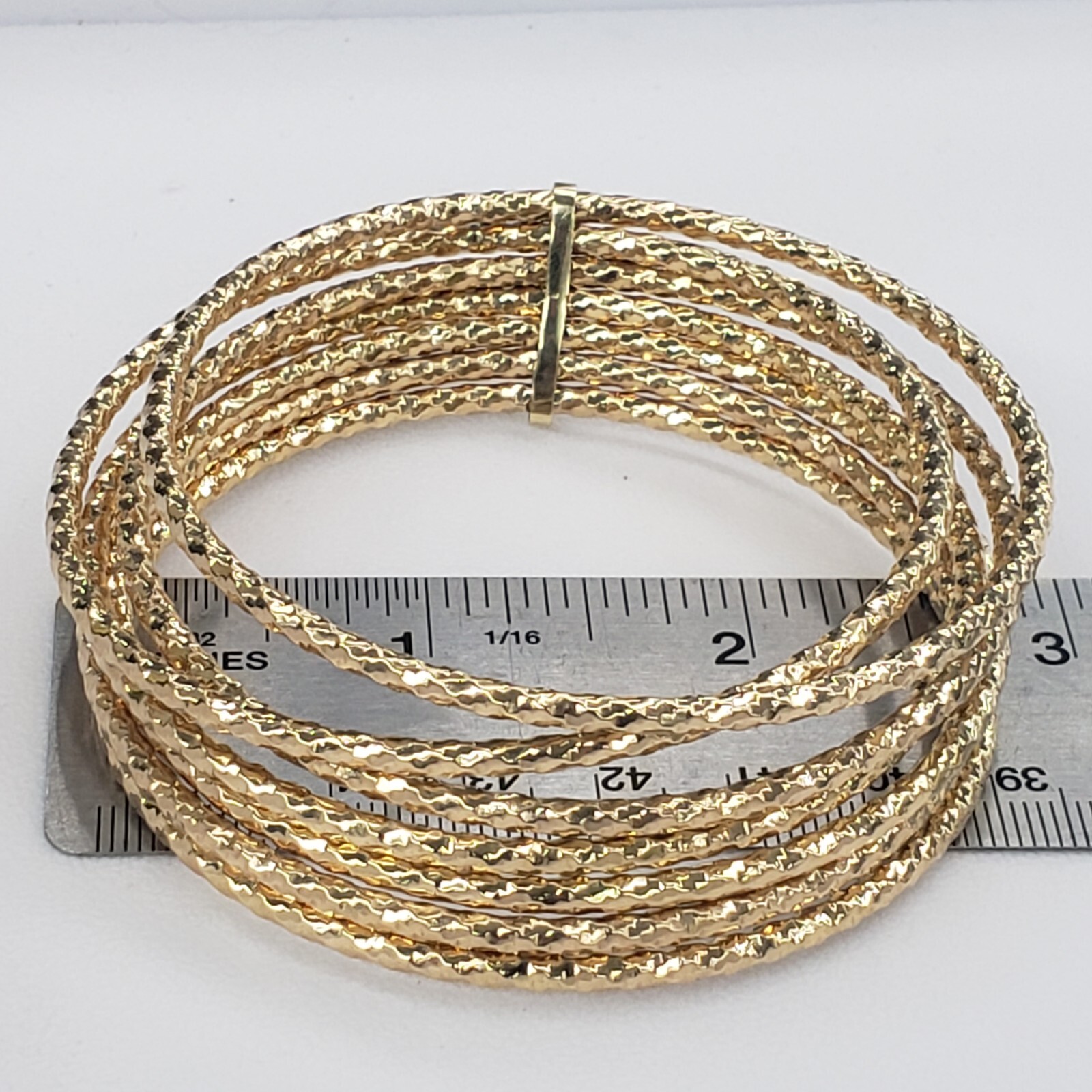 Real 14k Yellow Gold semanario 7 bangles bracelets 2.75 inches Medium ...