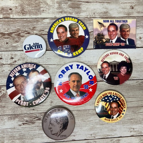 Lot of 8 Presidential Campaign Buttons Republican - Bob Dole, Ross ...