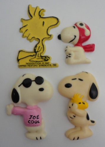 (4) Vintage Peanuts Snoopy & Woodstock Fridge Magnets~Joe Cool~Flying ...