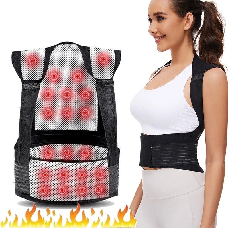 Back Support Shoulder Brace Lumbar Pain Posture Corrector Self heating ...
