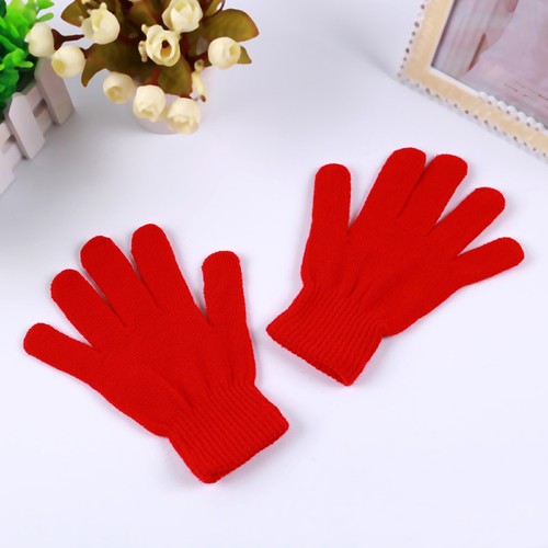 Mittens Solid Color Comfortable Solid Color Full Finger Knitted Gloves ...