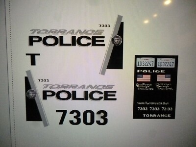 Torrance California Police Vehicle Decals Custom 1:18 | eBay