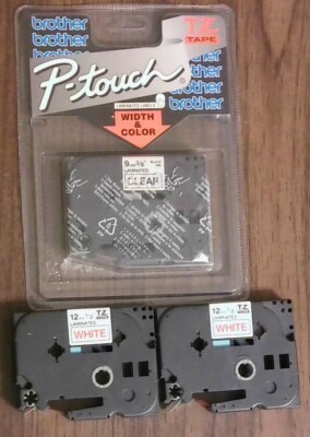 Lot 3 Brother P-Touch Tape TZ121 black on clear & TZ232 red on white | eBay