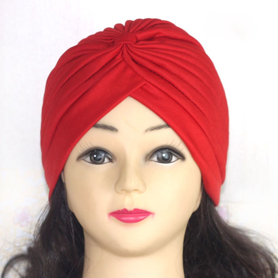 Plain Stretchy Ladies Chemo Turban Indian Cloche Trendy Fashion Pleated ...